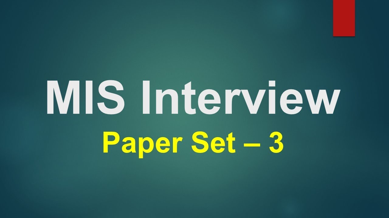 MIS Interview Question Paper Set 3 - YouTube