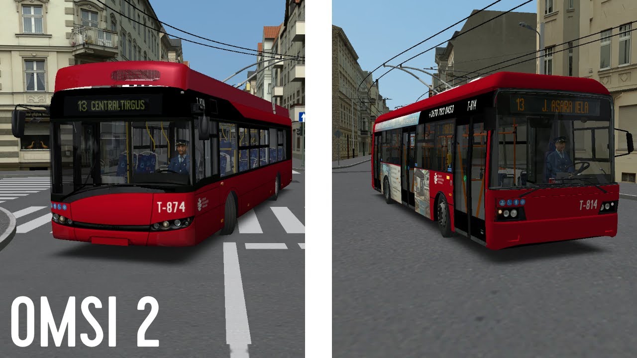 OMSI 2 - Riga - Solaris Trollino 12AC III TypeR (T-874), Skoda 21Ab/Tr ...