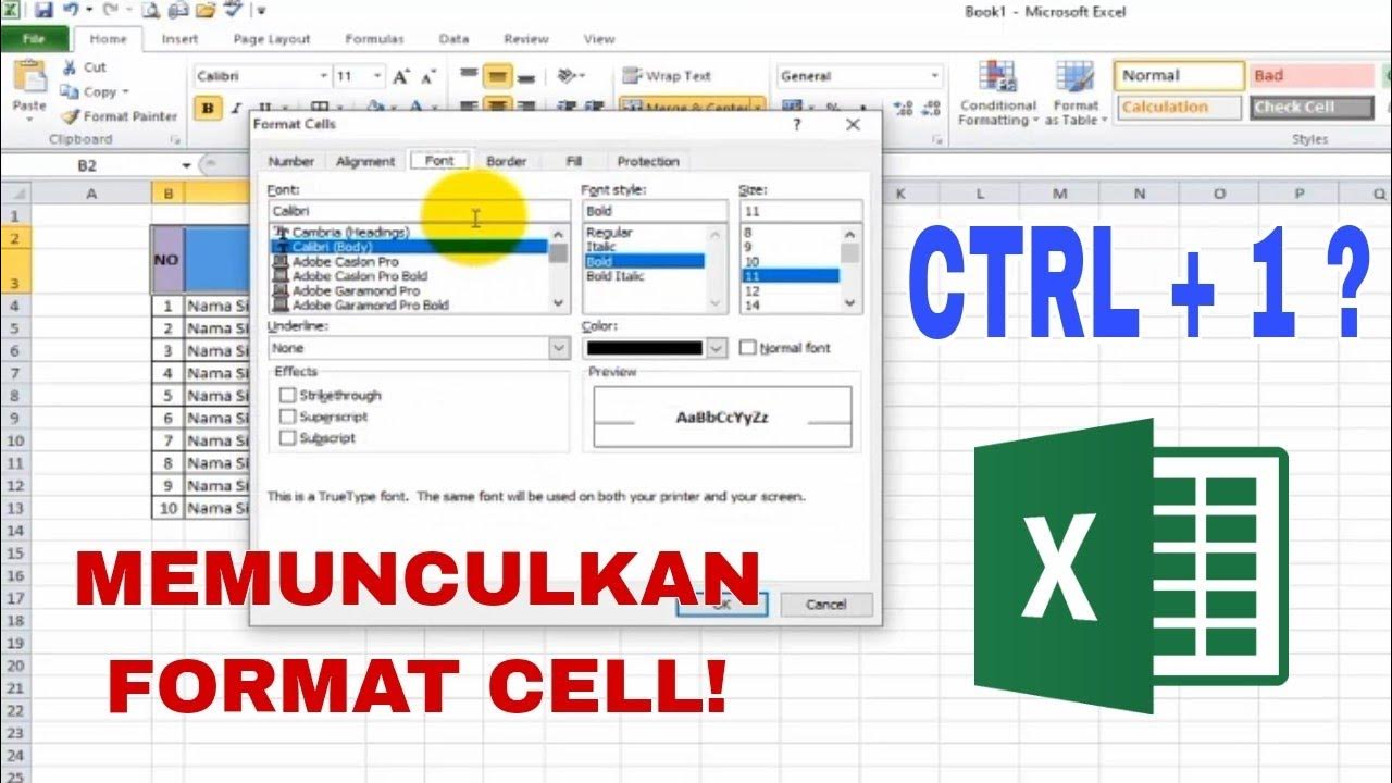 Cara Memunculkan Format Cells Menggunakan Shortcut Excel - YouTube