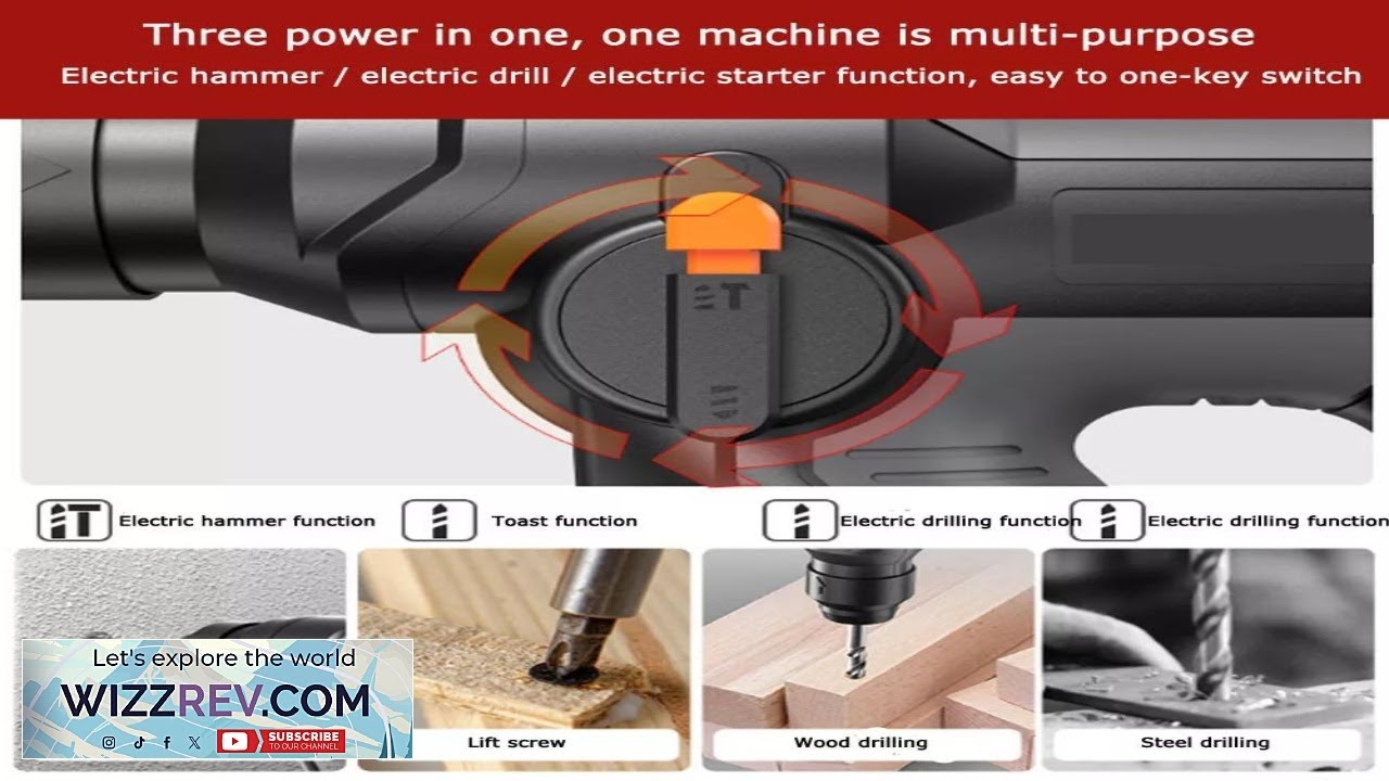 12V Cordless Drill Brushless Electric Impact Hammer W Li ion Battery ...