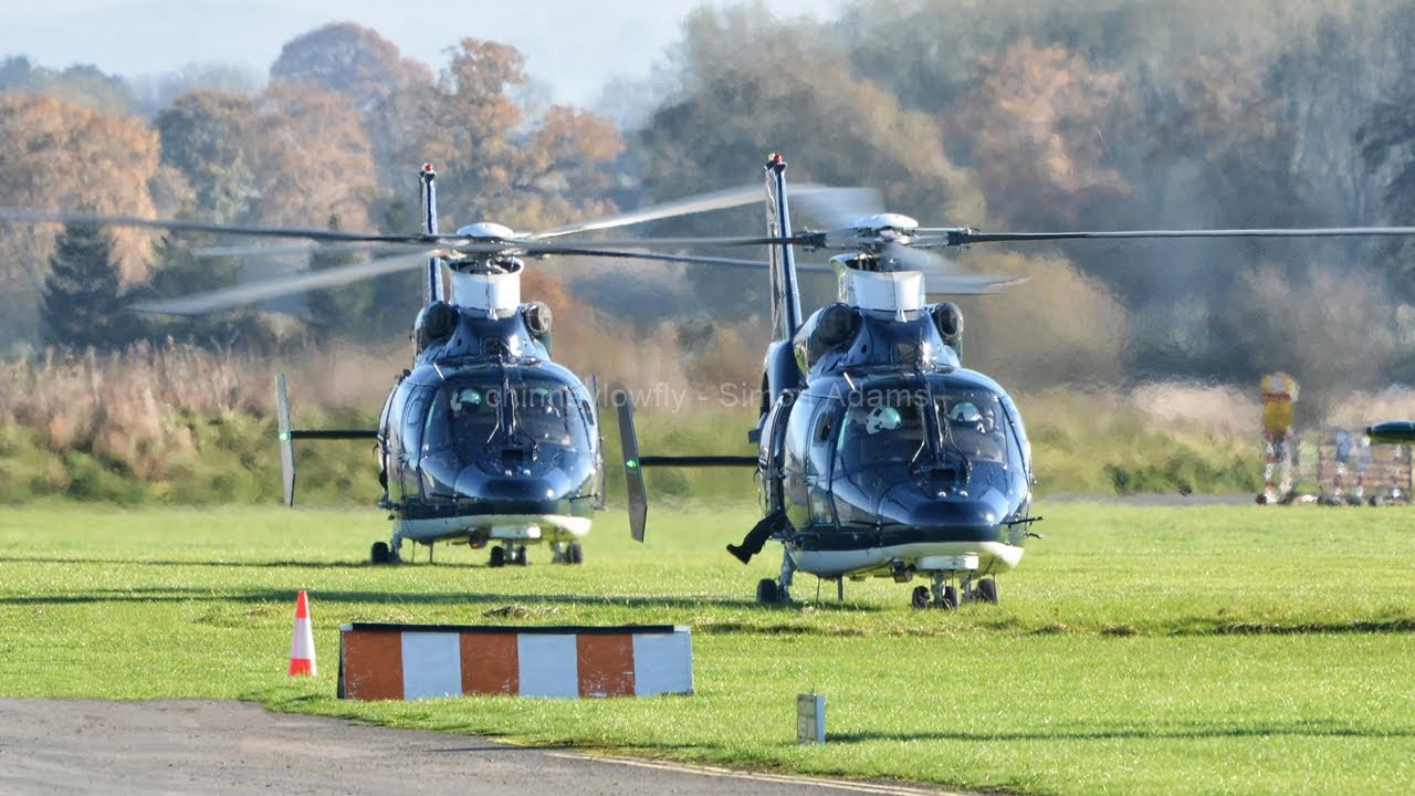 AAC Dauphin helicopters departing from a local airfield - YouTube