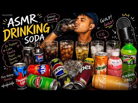 ASMR Drinking Soft Drinks DrPepper,Coke,Fanta,Pepsi,Thums Up,Sprite Drinking Gulping Sounds MUKBANG 