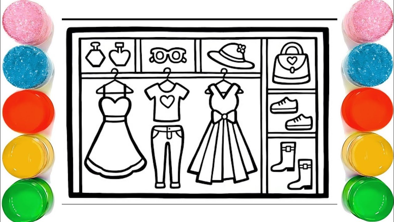 Girl Wardrobe Drawing, Colouring and Painting for kid's, Toddlers | How ...