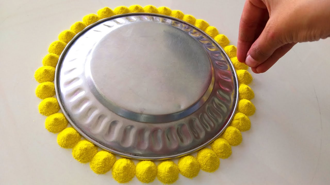 💛Navratri day 4 yellow color rangoli | Navratri rangoli designs ...