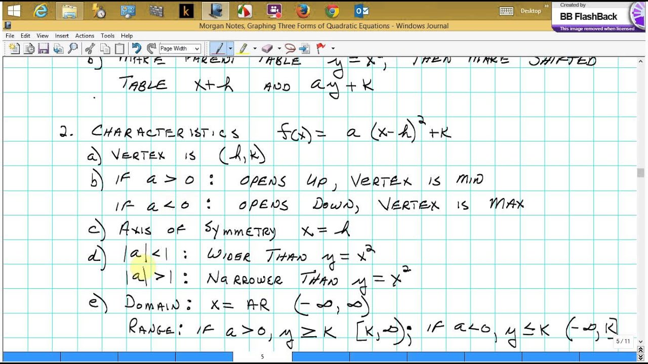 Morgan WSD Algebra2 Graphing Three Forms Of Quadratic Functions YouTube