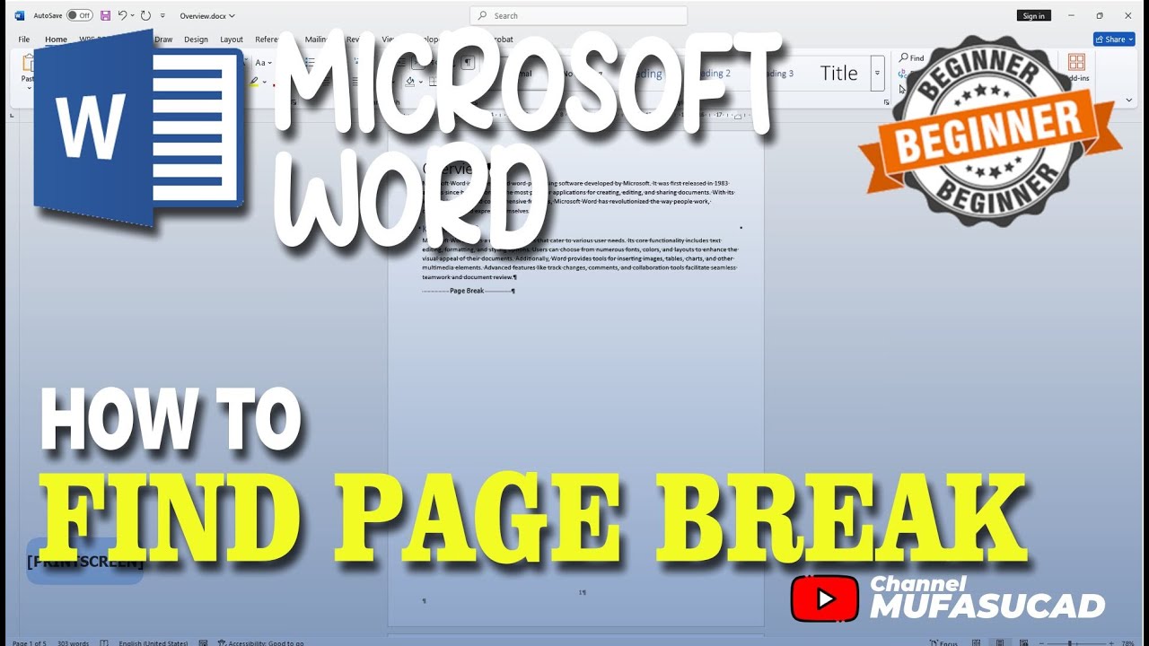 Microsoft Word How Find Page Breaks - YouTube