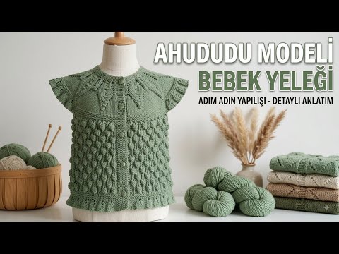 Kolay ahududu Yelek modeli🧶2 _ 3 yaş yelek Easy raspberry vest pattern 🧶 Vest for 2_ 3 year olds 
