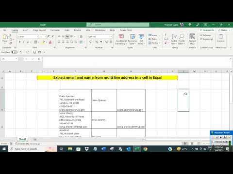 Extract email and name from multiline address in a cell in Excel - YouTube