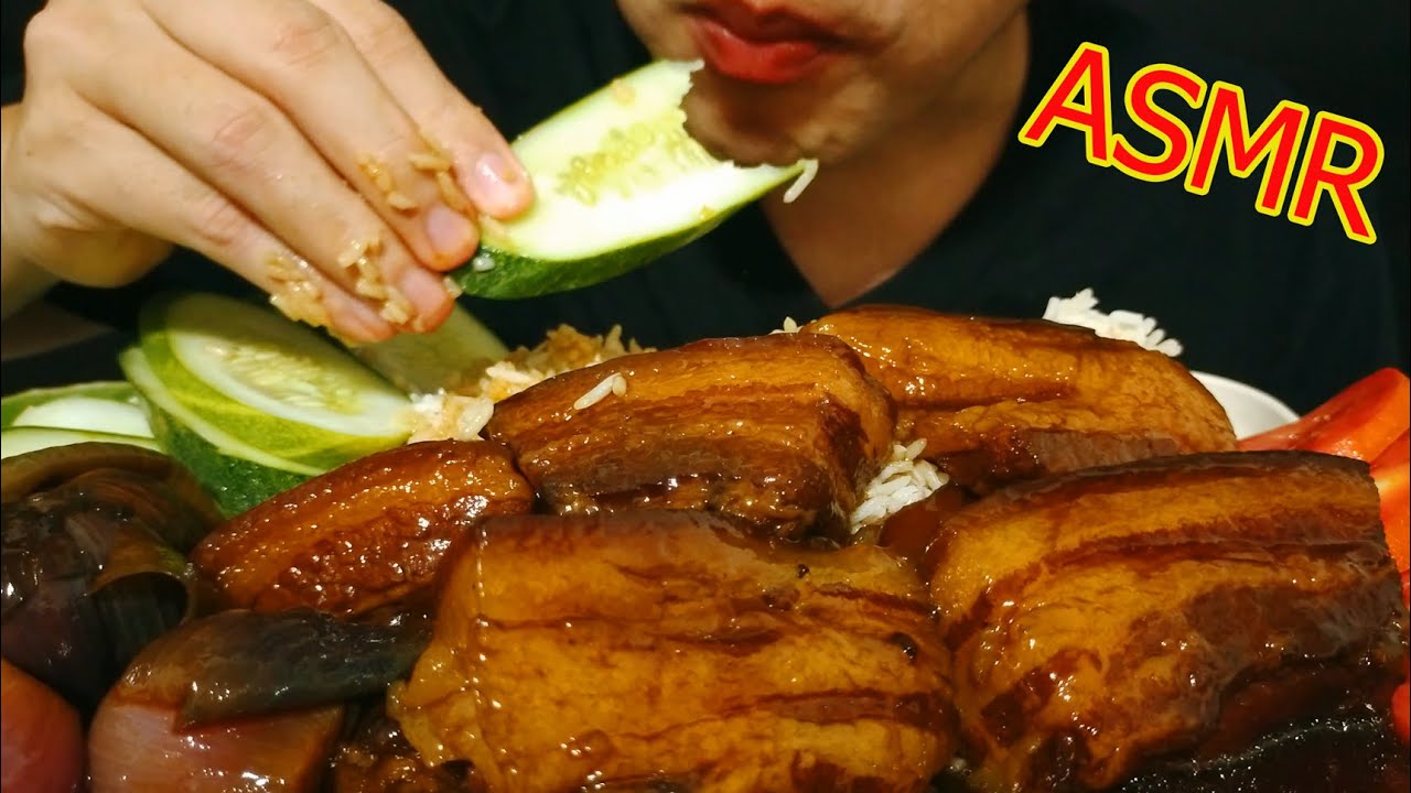 ASMR EATING BRAISED PORK BELLY WITH RICE*MUKBANG ASMR* - YouTube