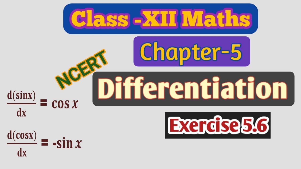 Differentiation | NCERT | Exercise 5.6 | Chapter5 | class12 | maths ...
