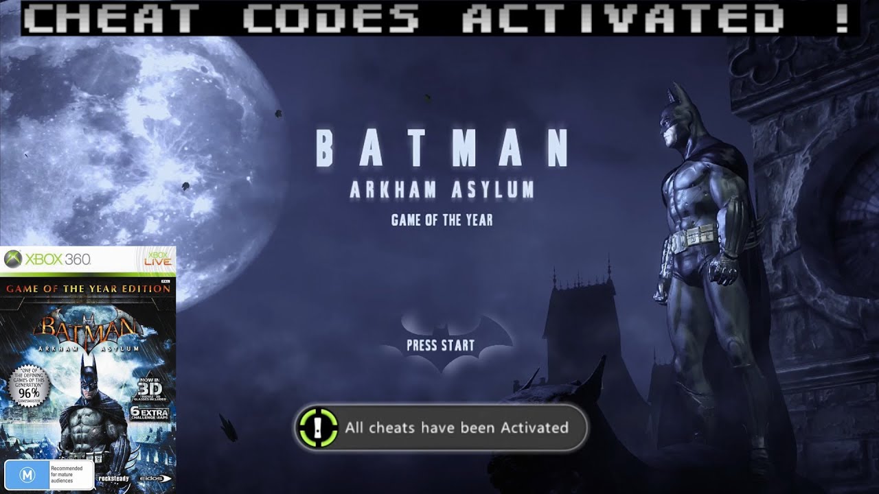 Batman Arkham Asylum | GOTY | XBox 360 | Full Game | Cheat Codes Activated | Long-play - YouTube