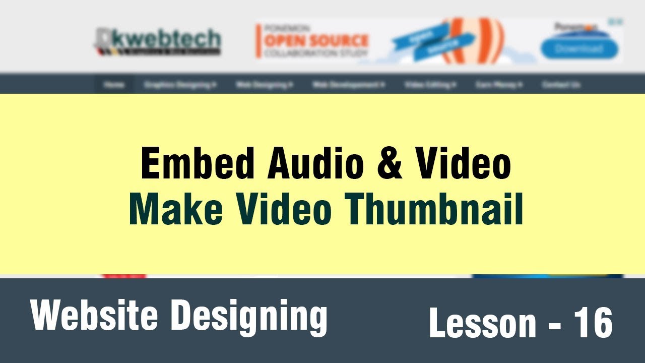 How to Embed Audio Video and add Video thumbnail in Website in Hindi 16 ...