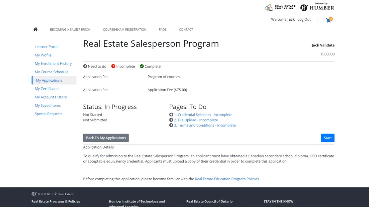 Real Estate Salesperson Program Pre-Registration Phase Application ...