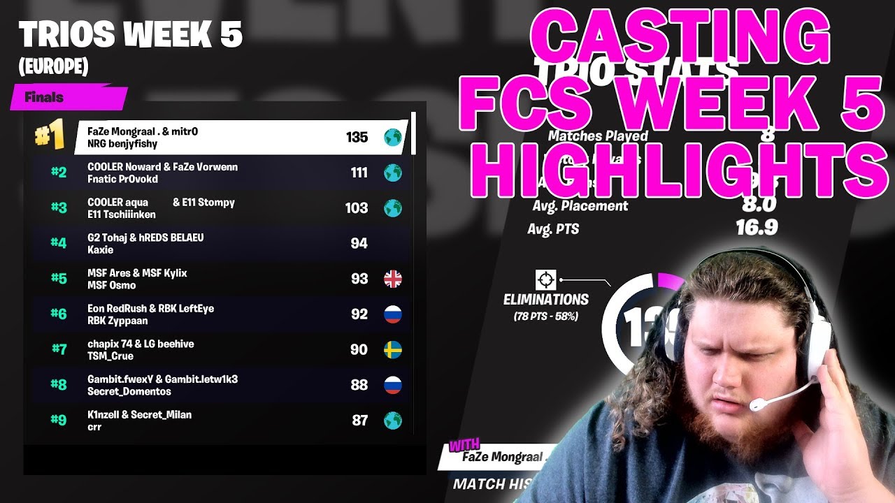 Week 5 Fortnite FCS Finals NAE and EU Casting Highlights - YouTube