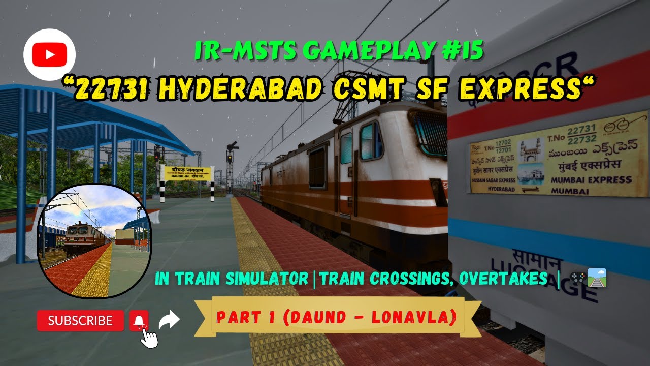 22731 Hyderabad CSMT SF Express in Train Simulator | Train Crossings ...