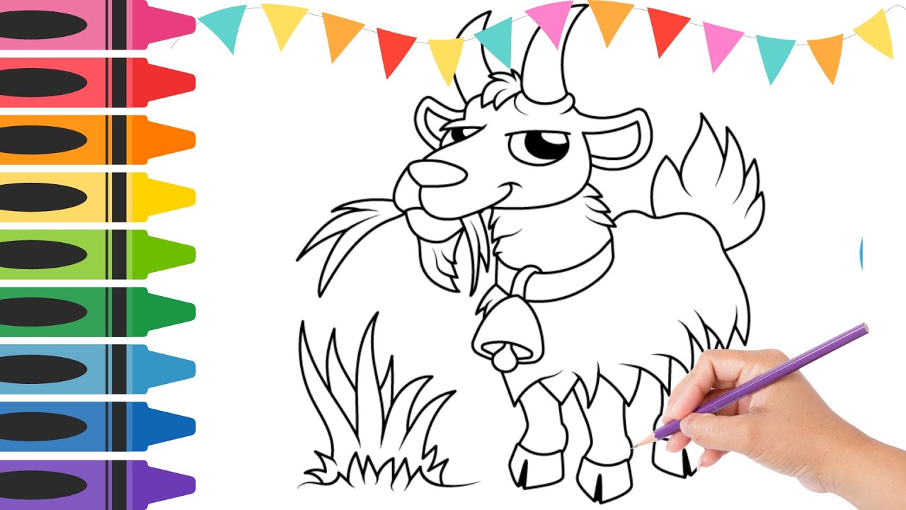 Goat Fun Painting & Coloring for Kids & Toddlers|Learn Animal Names ...