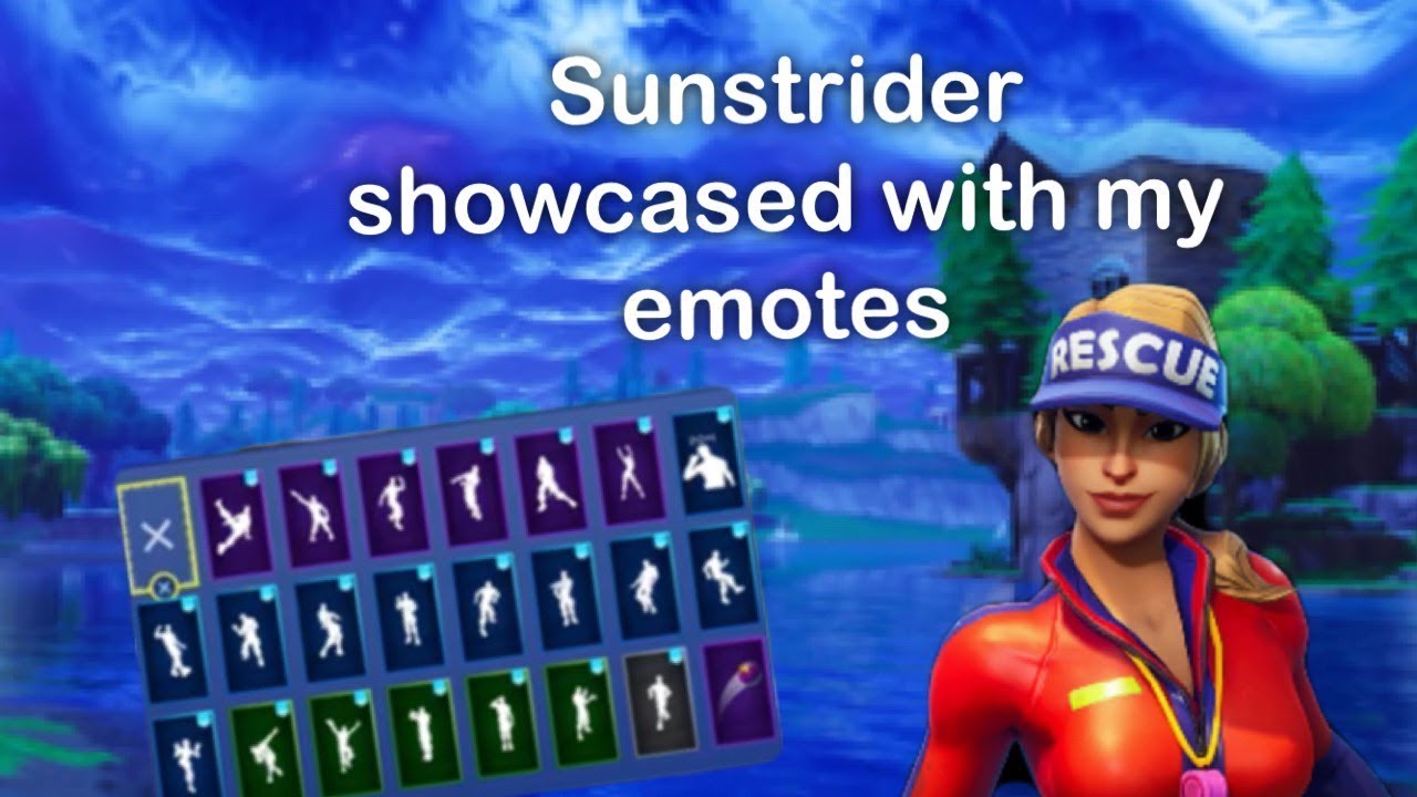 Fortnite Sunstrider showcased with all my emotes - YouTube