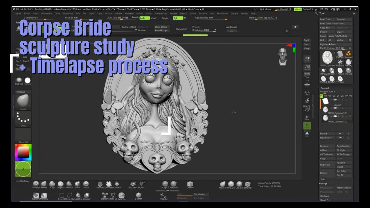 Corpse Bride sculpture study + Timelapse process - YouTube