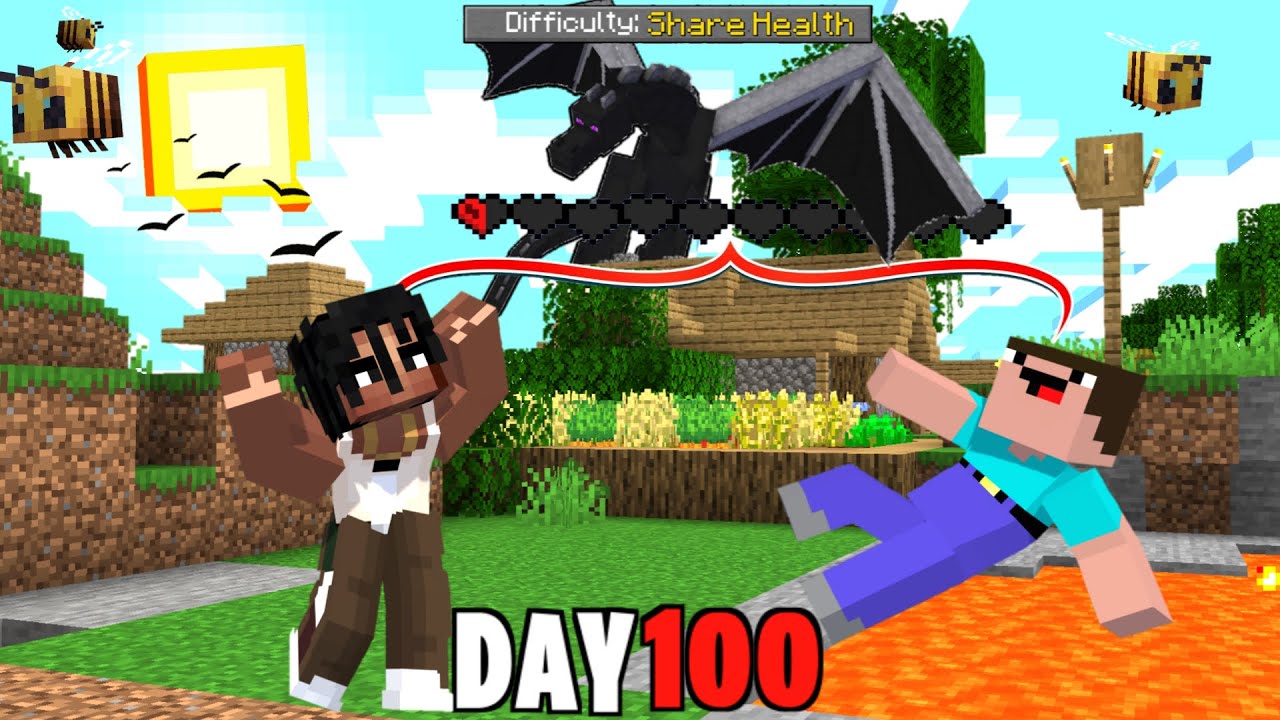 FINALE-100 Days On SHARE ONE HEALTH BAR In Minecraft 😱 - YouTube