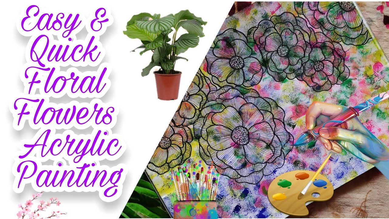 Easy & Quick Flower Acrylic Painting for Beginners / Step by Step ...