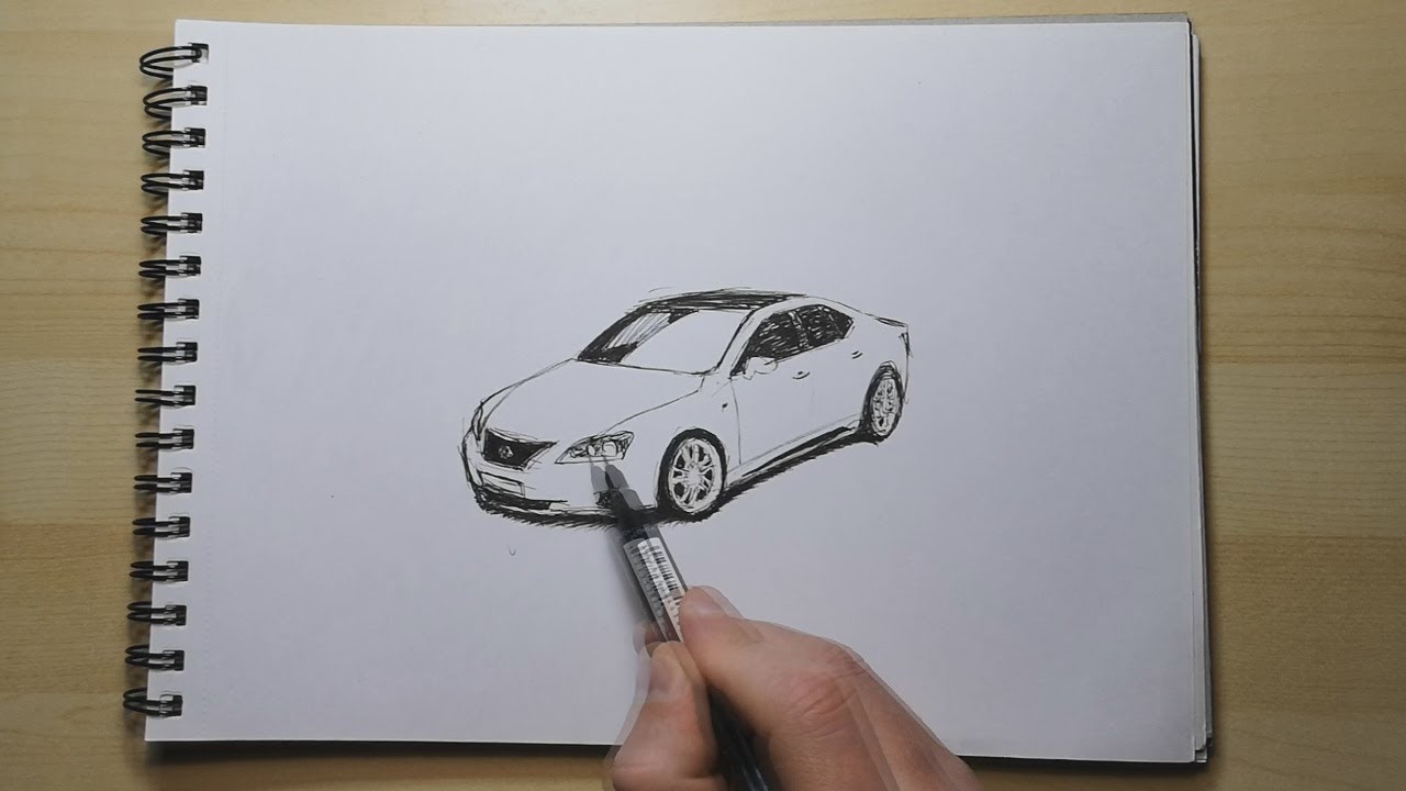 How to draw a car LEXUS IS 250 - YouTube