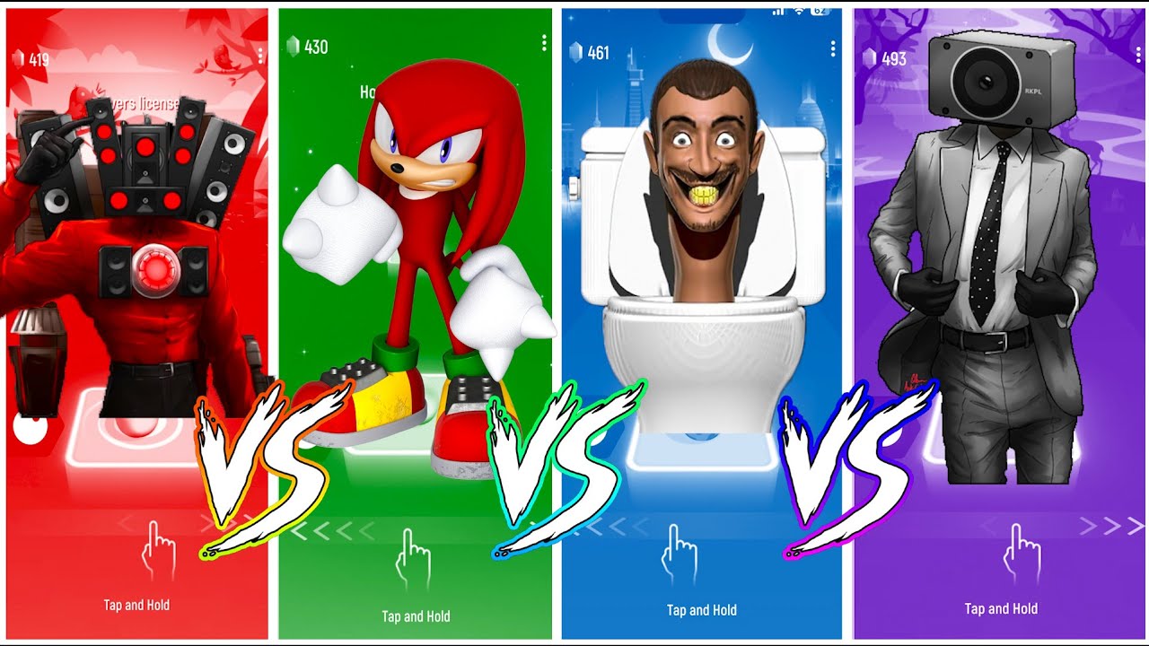 Tiles Hop - Titan Cameraman vs Knuckles vs Skibidi Toilet vs Cameraman ...