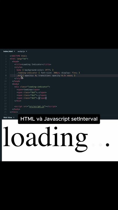 tạo hiệu ứng đang tải trên trang web loading... với html và javascript setInterval - YouTube