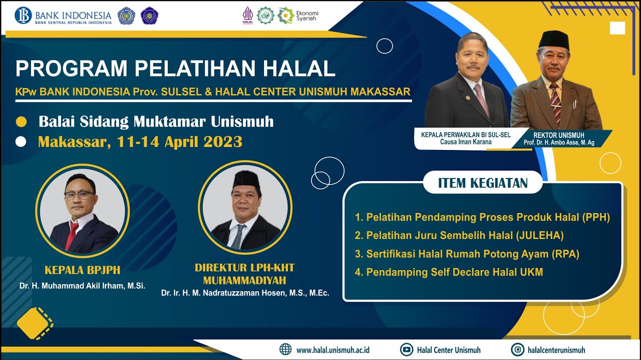 PROGRAM PELATIHAN HALAL | Bank Indonesia Sulsel & Halal Center Unismuh ...