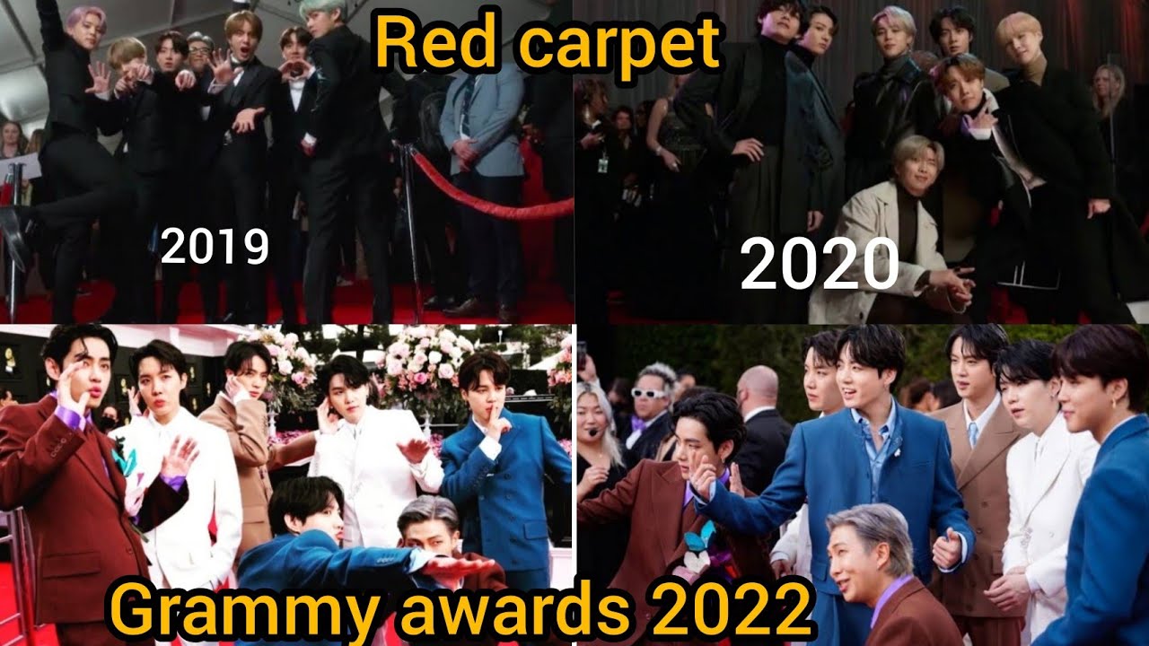 BTS red carpet grammy entry 2019,20,22. BTS grammy 2022 ,BTS on red ...