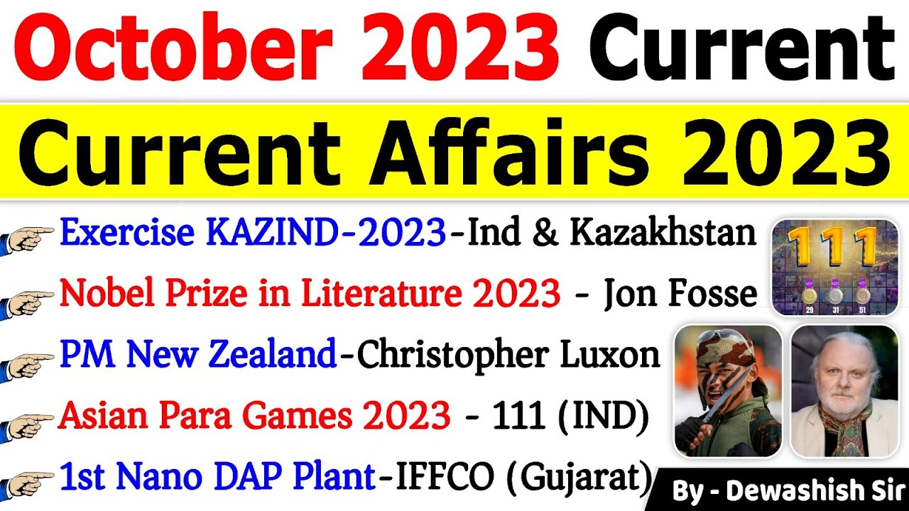 October 2023 Monthly Current Affairs | Current Affairs 2023 | Monthly ...