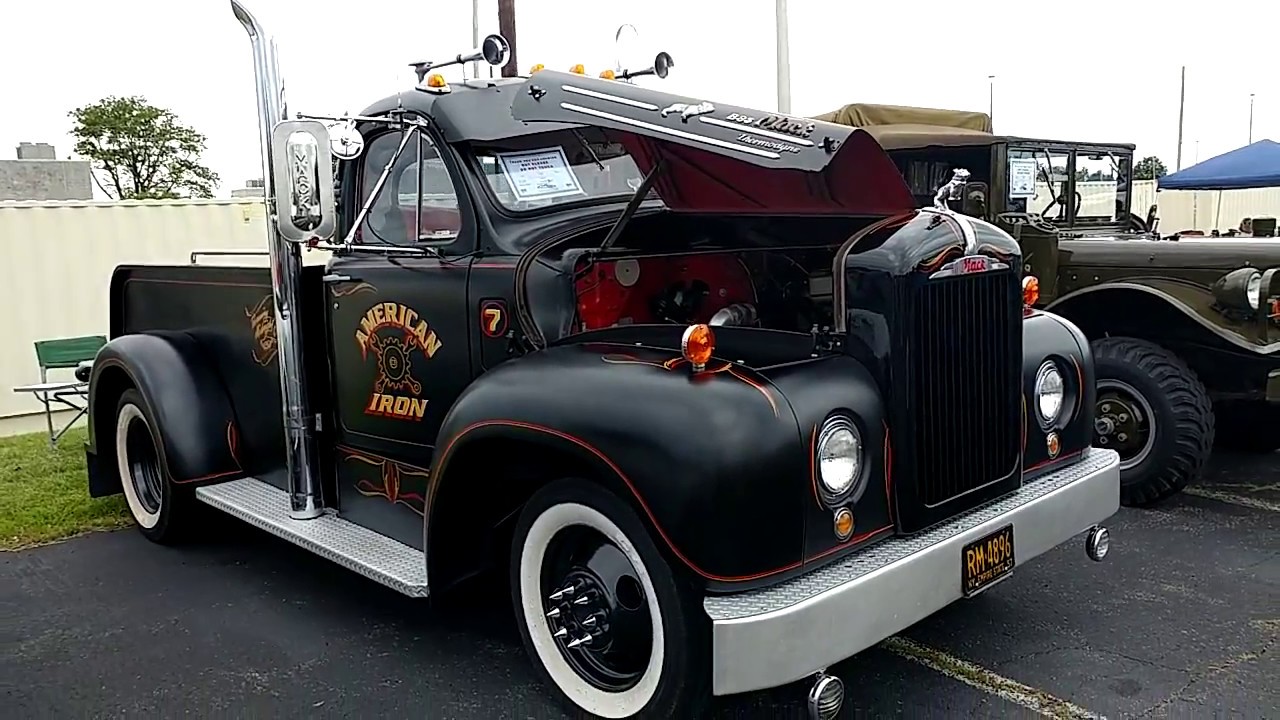 1957 FLAT BLACK MACK B85 5.9L Cummins Engine - YouTube