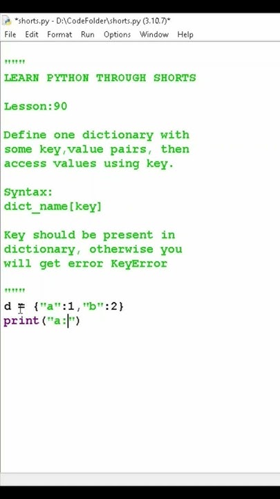 How To Access Dictionary Data In Python Shorts Python Coding Pythontricks Pythonfullcourse 7902