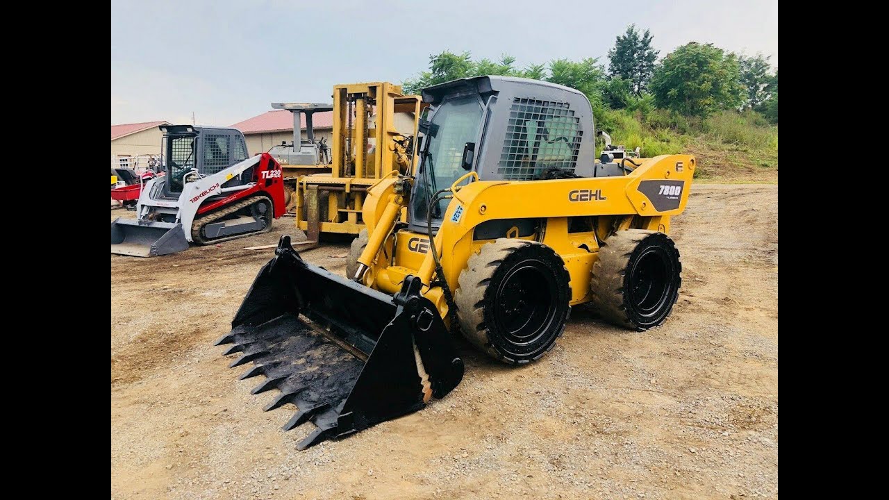 GEHL 7800 SKID STEER FULL CAB 4-IN1 RUBBER WHEEL LOADER HEAVY EQUIPMENT ...