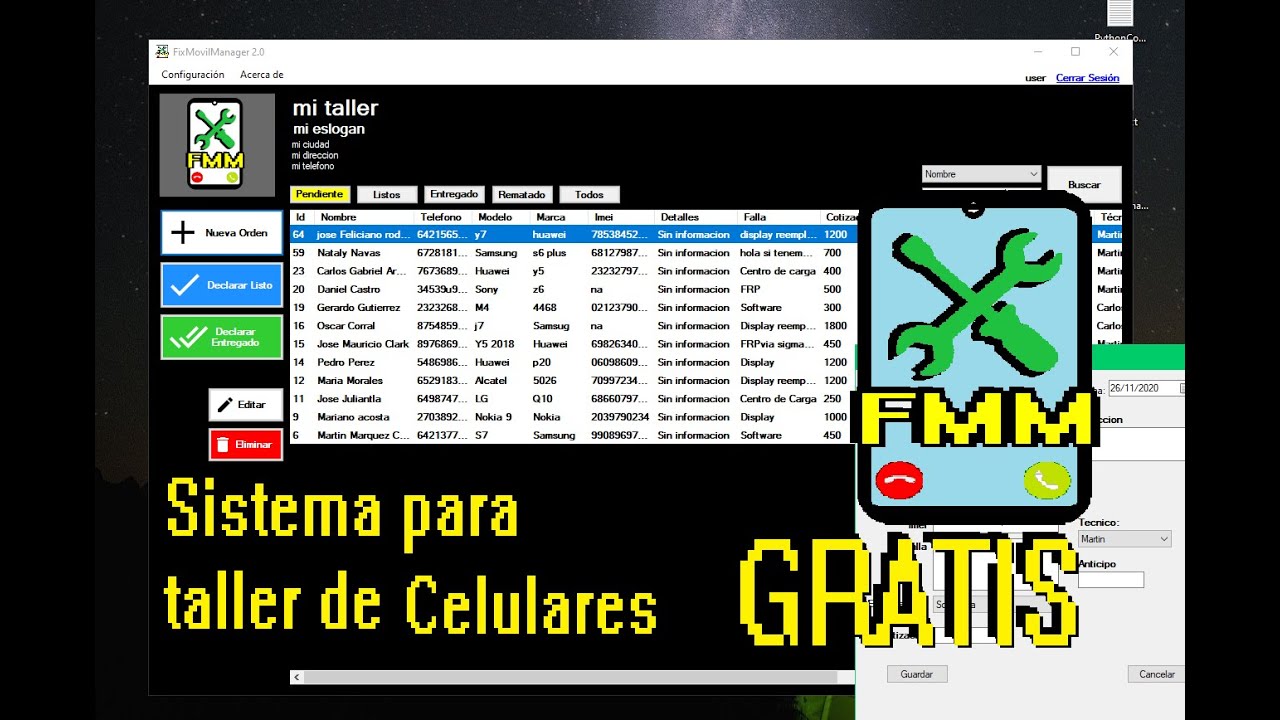 Sistema para taller de celulares GRATIS - gestiona ordenes de trabajo. - YouTube