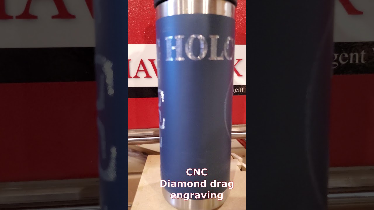CNC diamond drag bit engraved tumbler - YouTube
