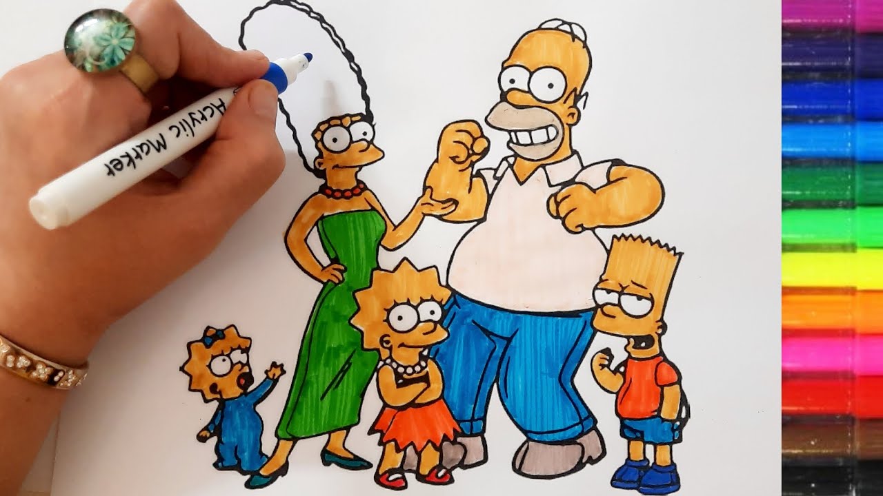 Let's color the Simpsons family ️ | Creative coloring of the Simpsons🎨 ...