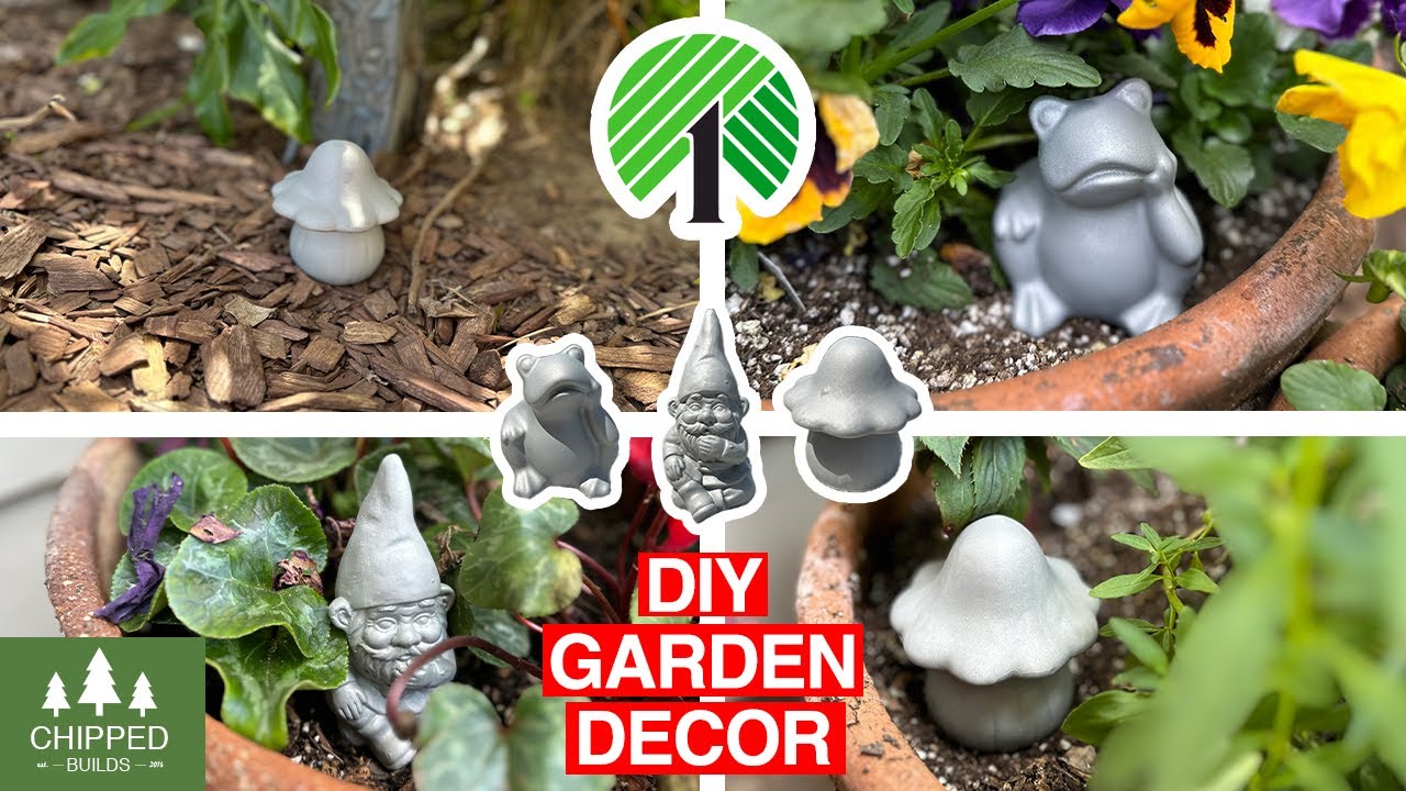 Dollar Tree Garden Mushrooms, Frog, and Gnome Garden || How To - YouTube