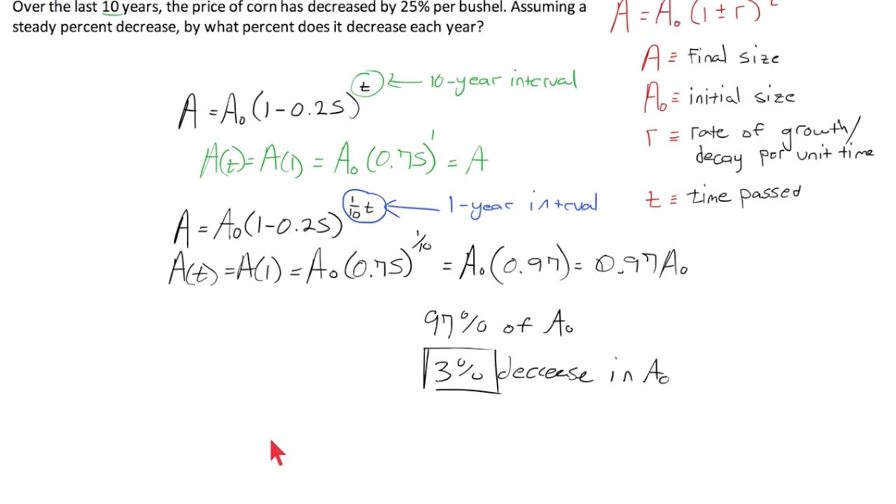 Algebra II: Examples on Exponential Growth, Decay, and Percent ...