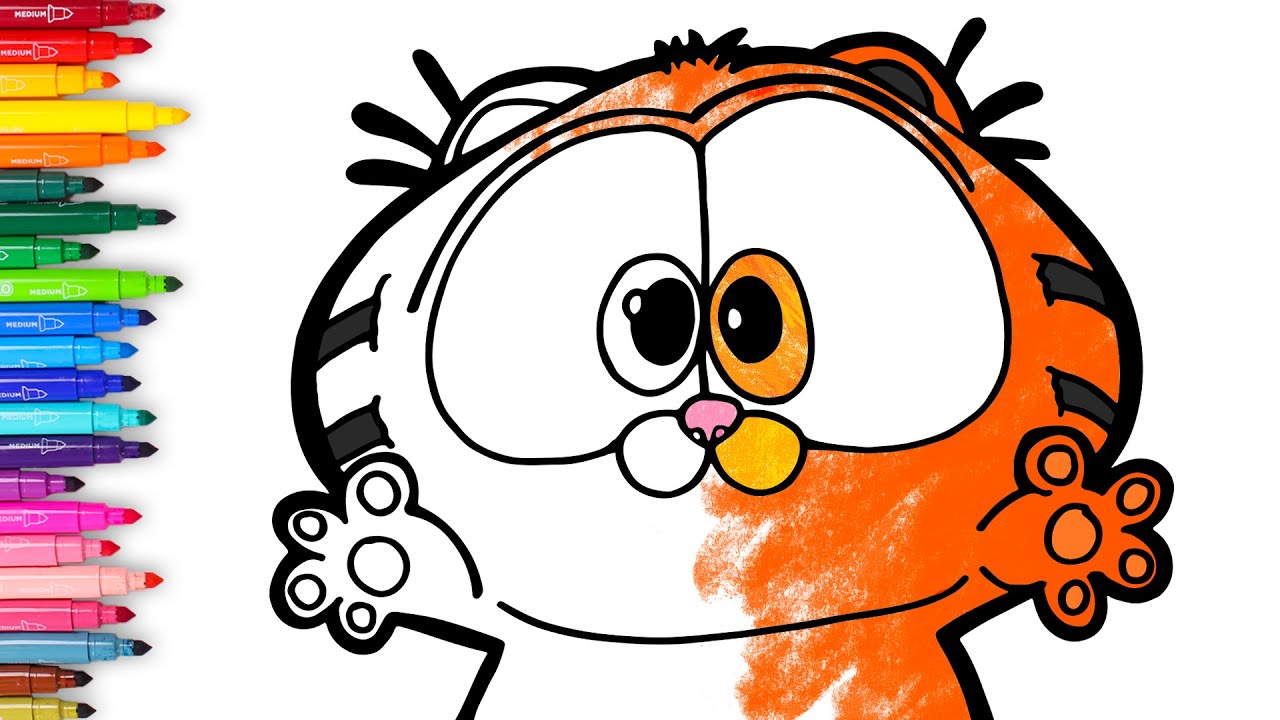 Dibuja y Colorea al gato GARFIELD 🐱🧡 Videos para niños - YouTube