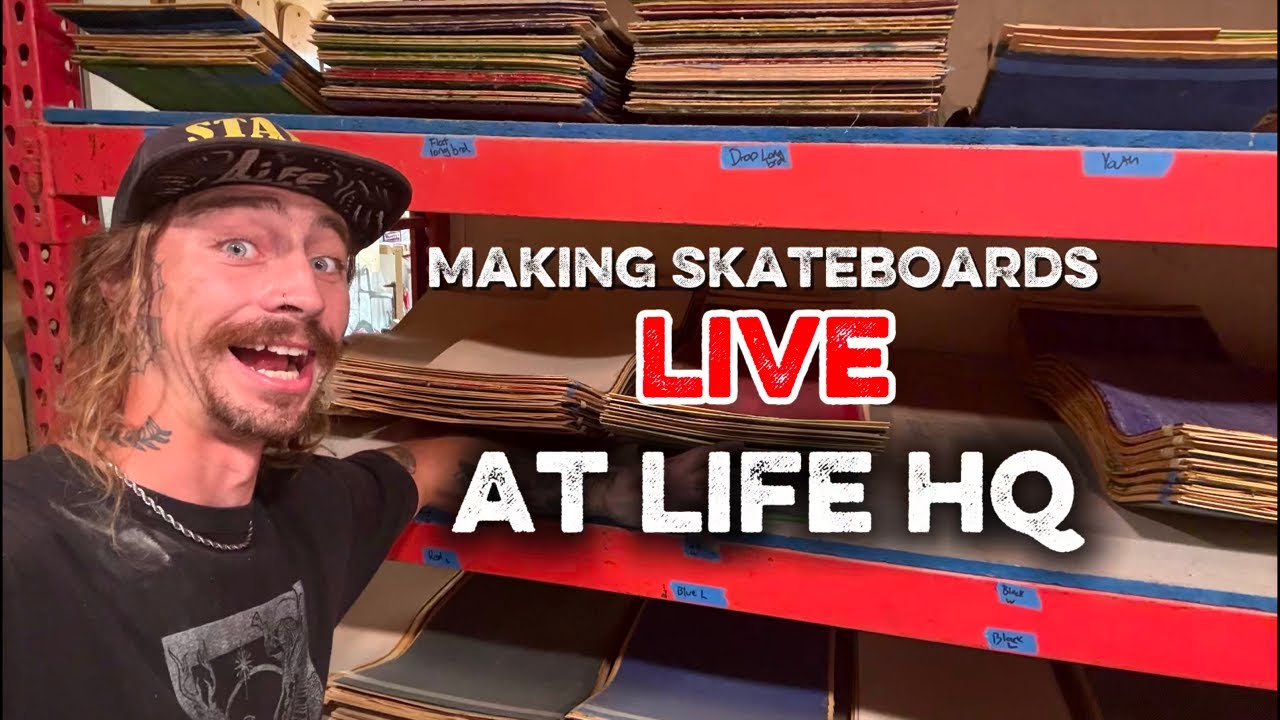 Making skateboards! Live satisfying gluing and pressing at life ...