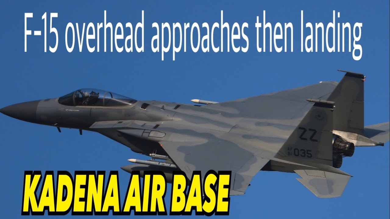 F-15 overhead approaches then landing at Kadena air base - YouTube