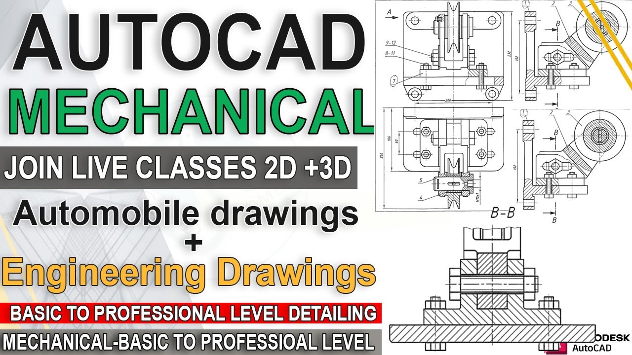 Live Classes Autocad Mechanical Design -2d Drawings-Full Video ...