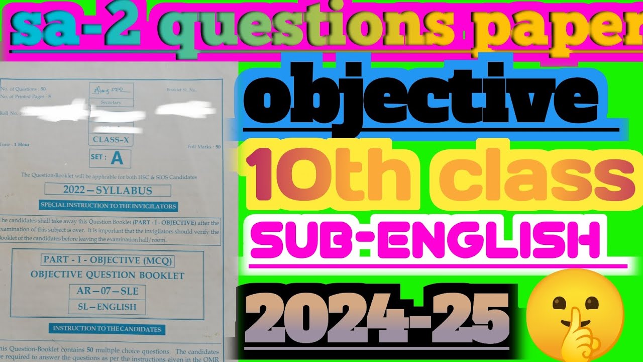 sa-2 exam 10th class questions paper objective//sub-English set-A// sa2 ...