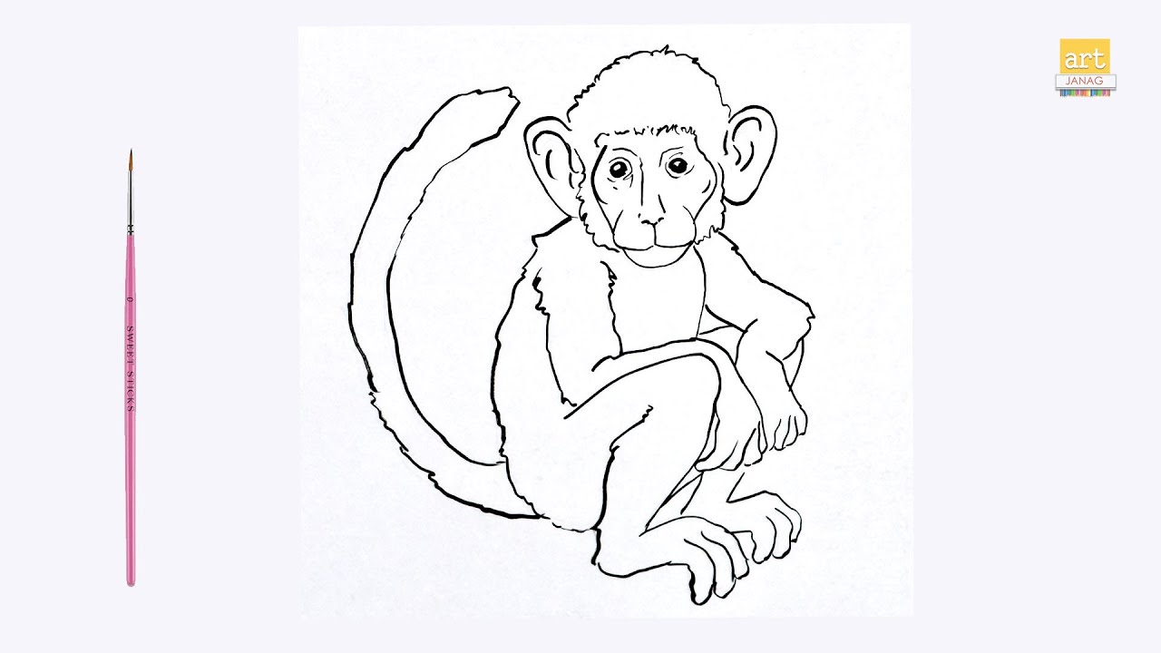 Cartoon Monkey drawing II How to draw A Monkey step by step II # ...