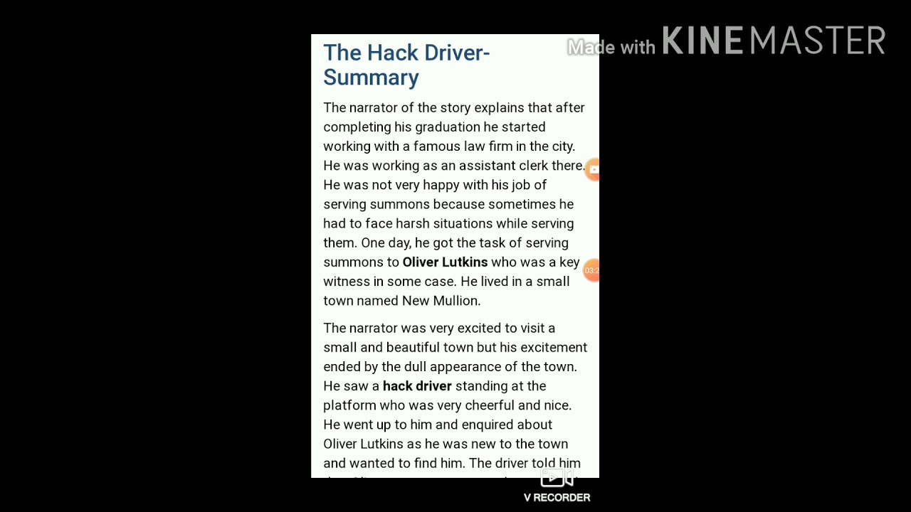 Class 10th CBSE NCERT:Footprints without feet: Ch-8 The Hack Driver by ...
