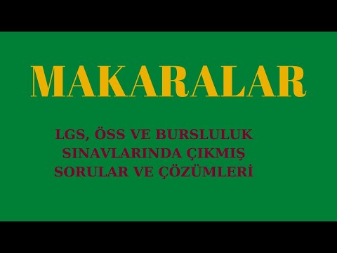 SINAVLARDA ÇIKMIŞ MAKARA SORULARI VE ÇÖZÜMLERİ