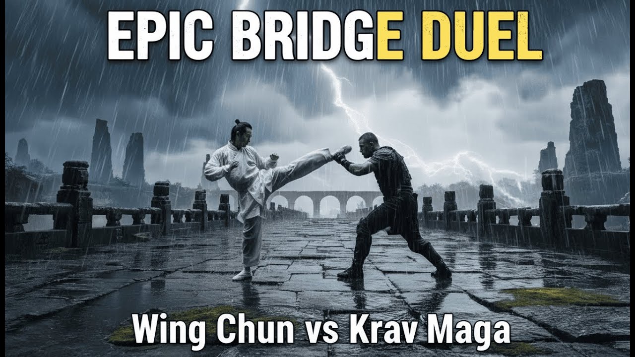 Epic Bridge Duel: Cinematic Martial Arts Fight Scene (Wing Chun vs Krav ...