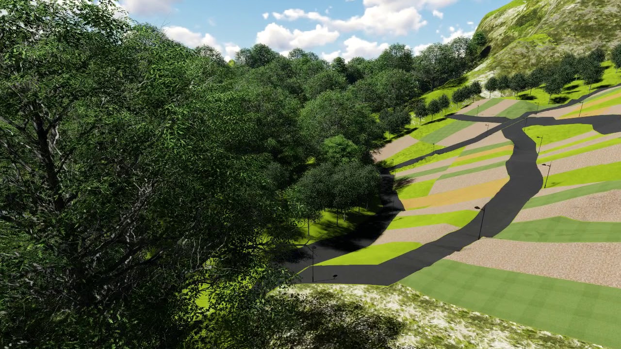 Walkthrough of a subdivision map with undulating terrain - YouTube