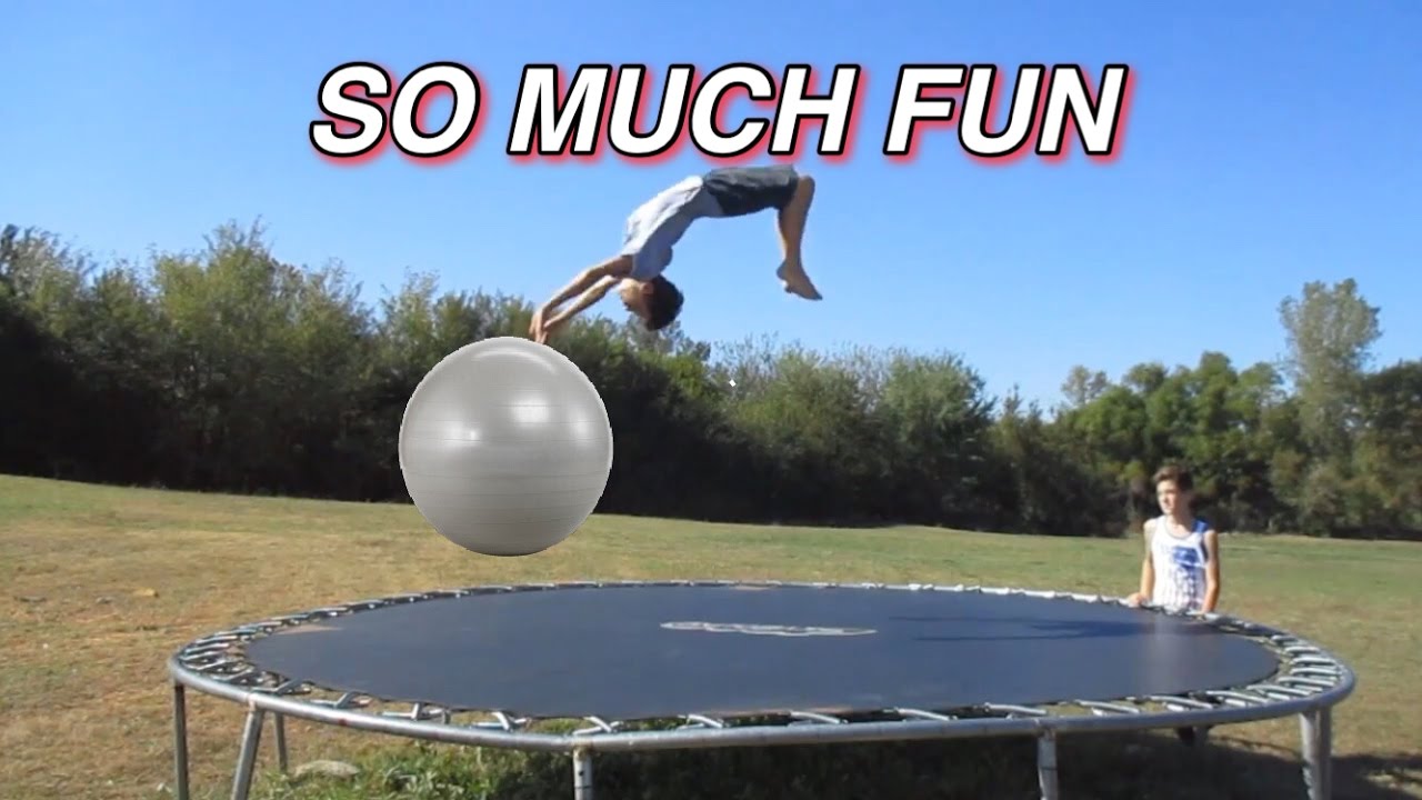 YOGA BALL ON TRAMPOLINE!!! - YouTube