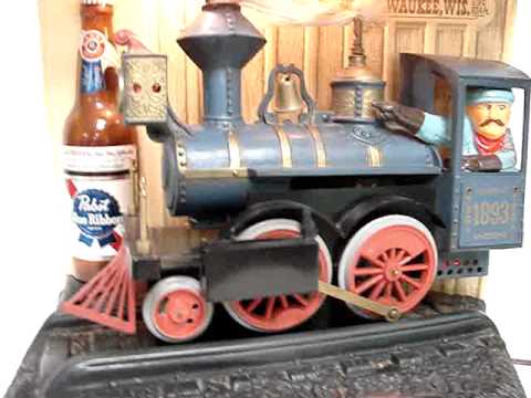 Pabst Blue Ribbon PBR Beer Train Sign Bar Decor Advertising Auction Bay ...